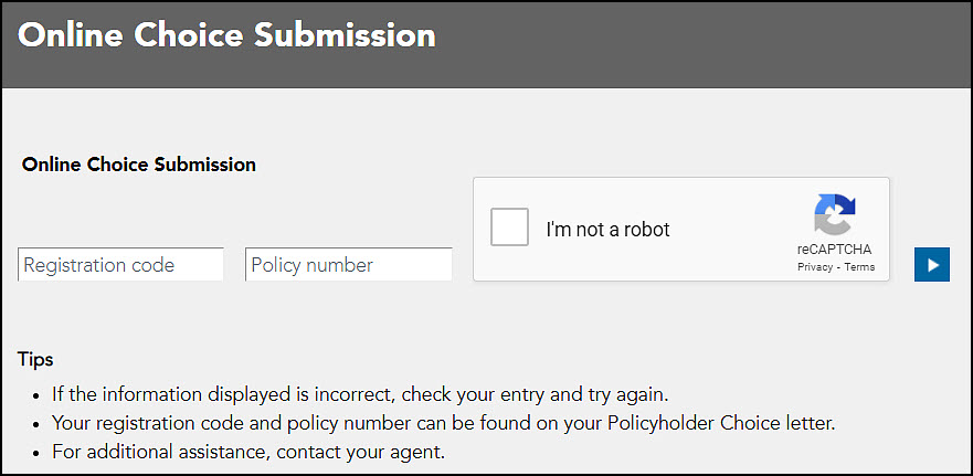 How do I submit my policyholder choice online?